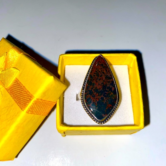 Jewelry | Handmade Natural Obsidian Mahogany Stone Boho Ring 925 Stamp ...